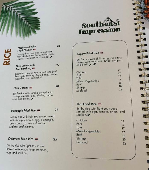 Southeast Impression Menu | Authentic Southeast Asian Cuisine in ...